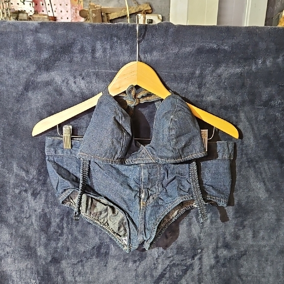 Levi's | Swim | Vintage Levis Blue Denim Bikini Set 33 Hips | Poshmark
